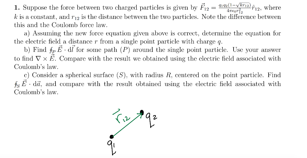 Solved 1. Suppose the force between two charged particles is | Chegg.com
