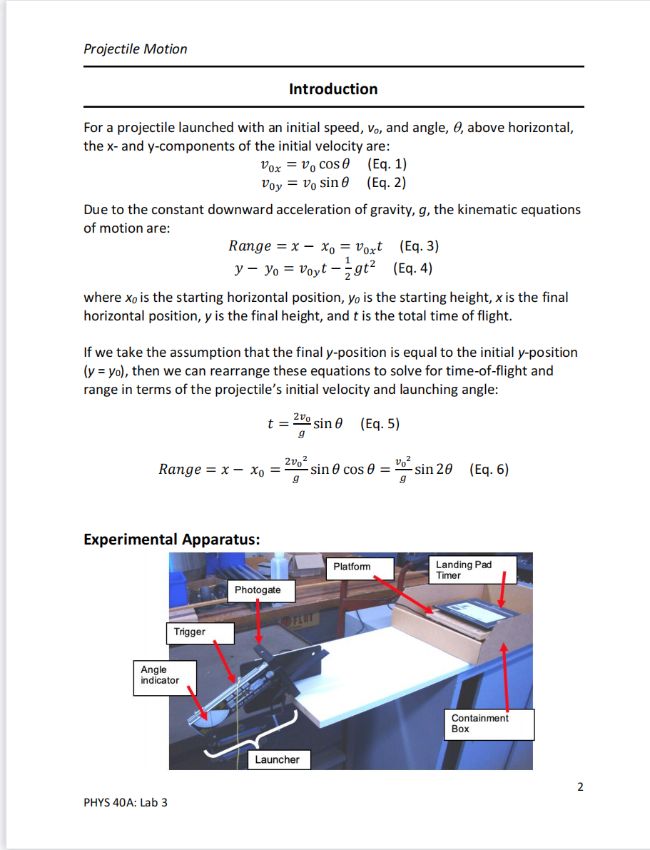 Projectile Motion Introduction For a projectile | Chegg.com