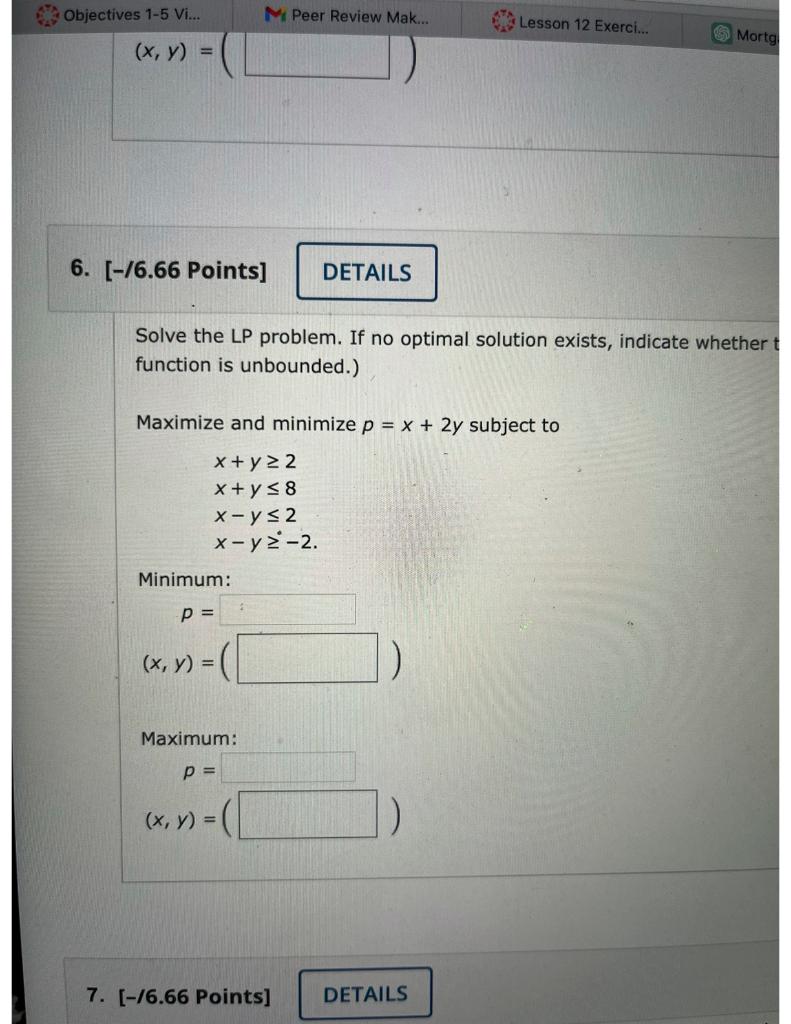 Solved Solve the LP problem. If no optimal solution exists, | Chegg.com