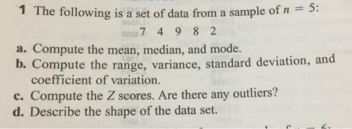 Solved The following is a set of data from a sample of n = | Chegg.com
