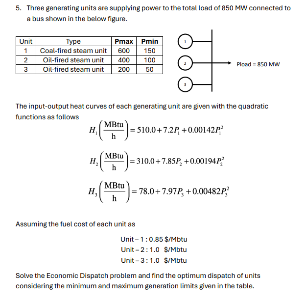 Three generating units are supplying power to the | Chegg.com