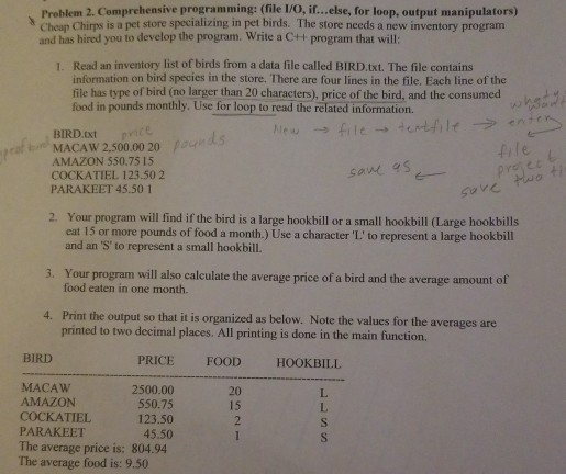 Solved Problem 2. Comprehensive programming: (file 1/O, | Chegg.com