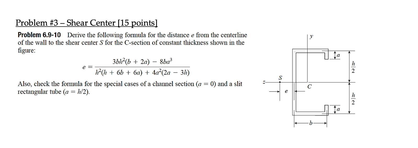 Solved y Problem #3 – Shear Center [15 points] Problem | Chegg.com