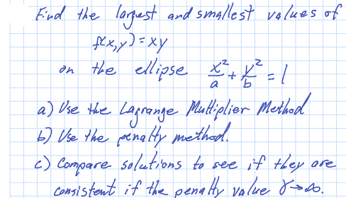 Find the largest and smallest values of f(x,y)=xy on | Chegg.com