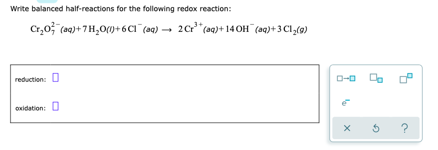 Solved Write balanced half-reactions for the following | Chegg.com
