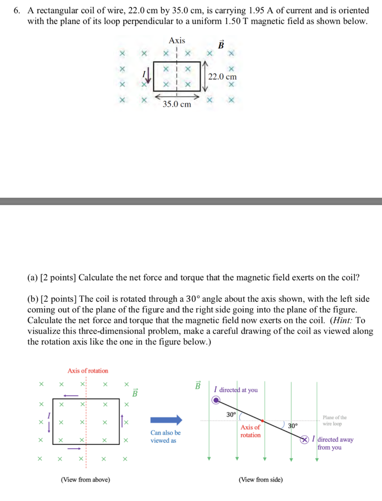 Solved 6. A rectangular coil of wire, 22.0 cm by 35.0 cm, is | Chegg.com