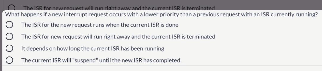 Solved The ISR for new request will run right away and the | Chegg.com