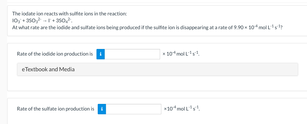 Solved The iodate ion reacts with sulfite ions in the | Chegg.com