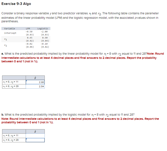 Solved Consider a binary response varlable y and two | Chegg.com