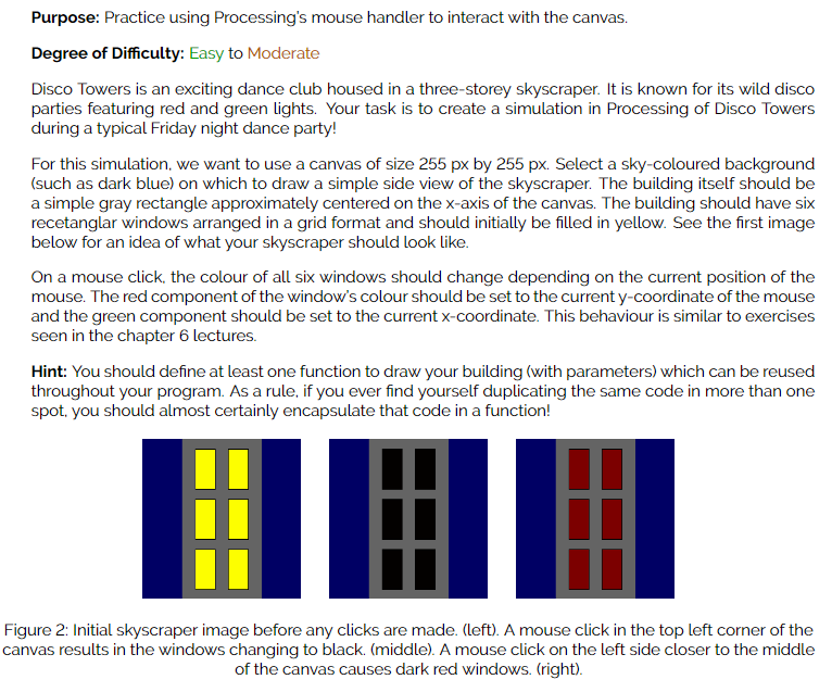 Solved Purpose: Practice using Processing's mouse handler to | Chegg.com