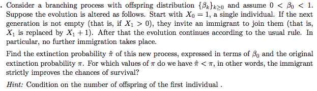 . Consider a branching process with offspring | Chegg.com