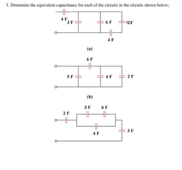 Solved 3. Determine the equivalent capacitance for each of | Chegg.com