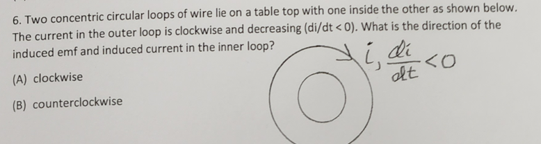 Solved 6. Two concentric circular loops of wire lie on a | Chegg.com
