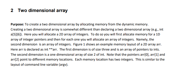 Solved 2 Two dimensional array Purpose: To create a two | Chegg.com