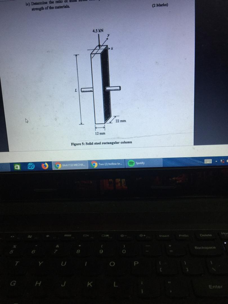 The solid steel rectangular column is fixed at its | Chegg.com