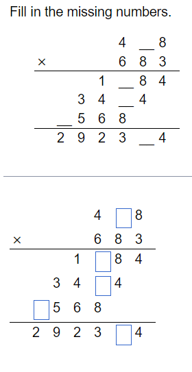 Solved Fill in the missing numbers. | Chegg.com