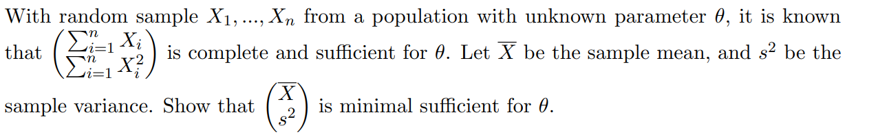 Solved With random sample X1, ..., Xn from a population with | Chegg.com