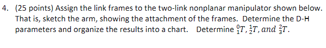 Solved 7. ( 25 points) Assign the link frames to the | Chegg.com