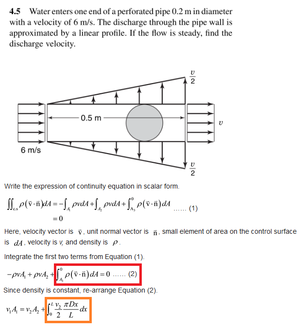 Solved 4.5 Water enters one end of a perforated pipe 0.2 m | Chegg.com