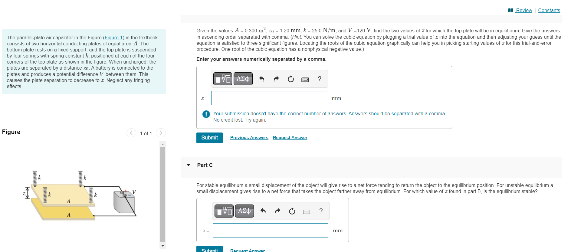 Solved The parallel-plate air capacitor in the Figure | Chegg.com