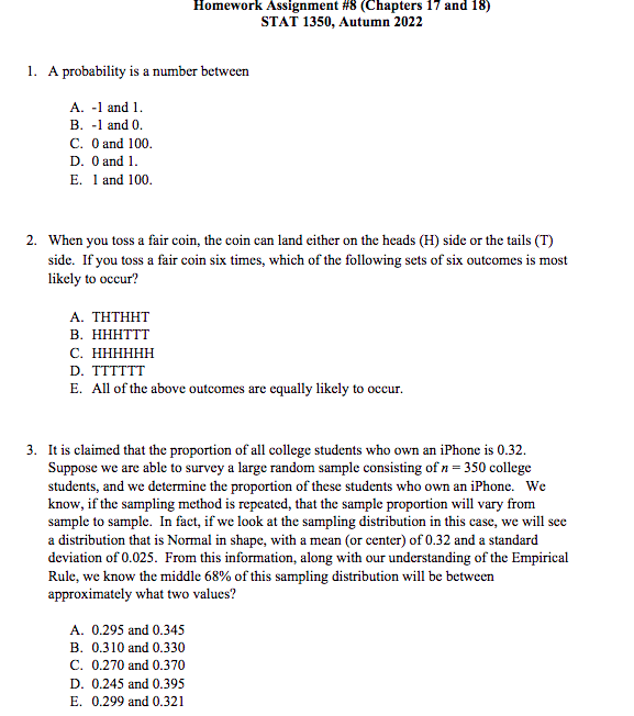 Solved Homework Assignment #8 (Chapters 17 and 18) STAT | Chegg.com Solved Homework Assignment #8 (Chapters 17 and 18) STAT | Chegg.com