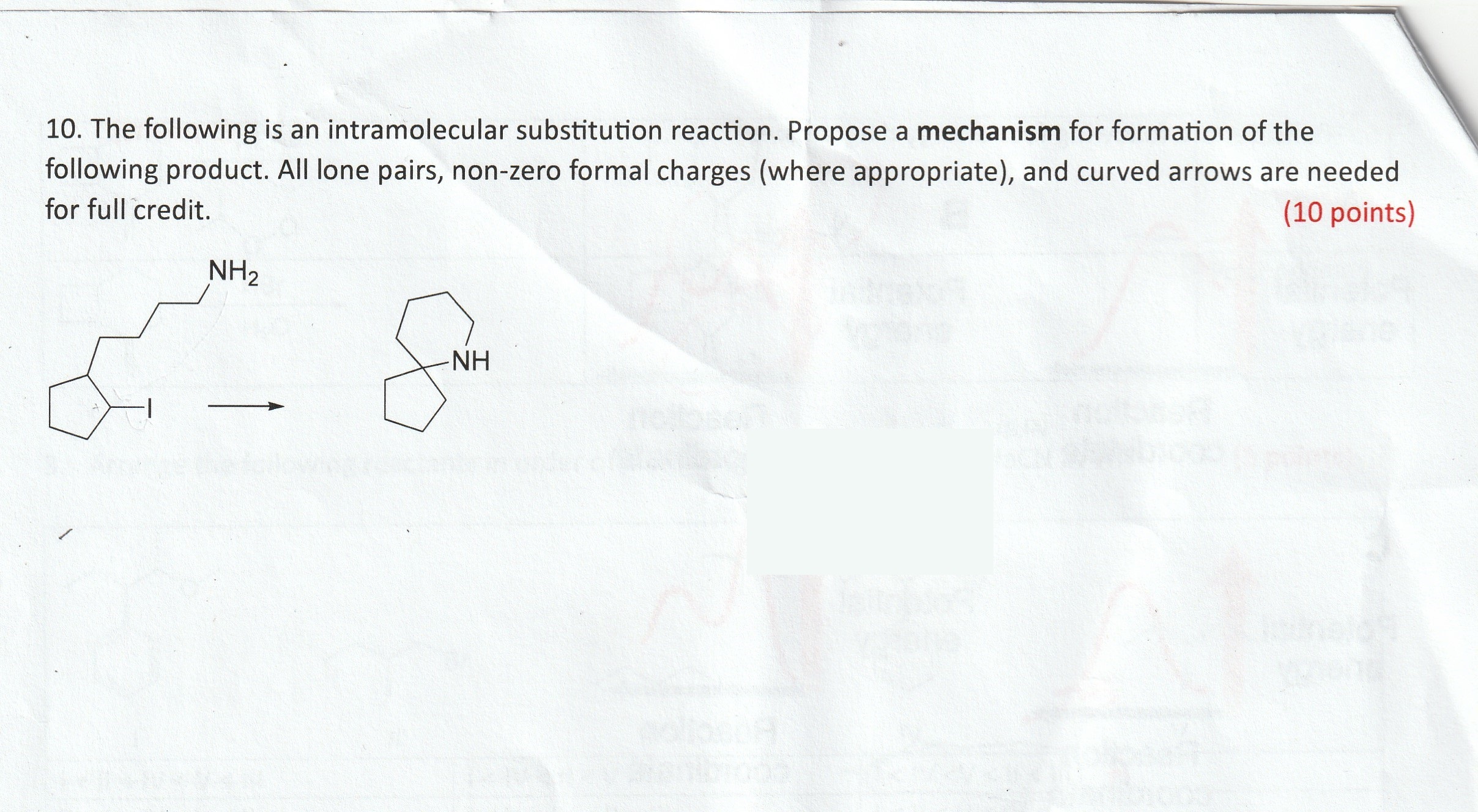 Solved The following is an intramolecular substitution | Chegg.com