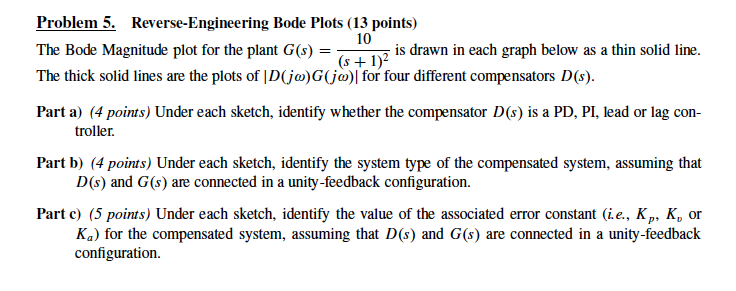 Solved Problem 5. Reverse-Engineering Bode Plots (13 points) | Chegg.com