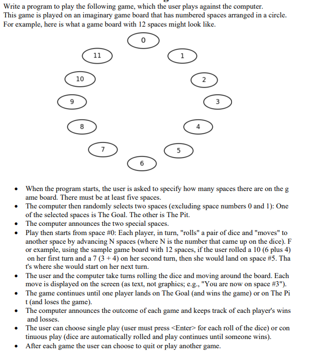 Solved Write a program to play the following game, which the | Chegg.com