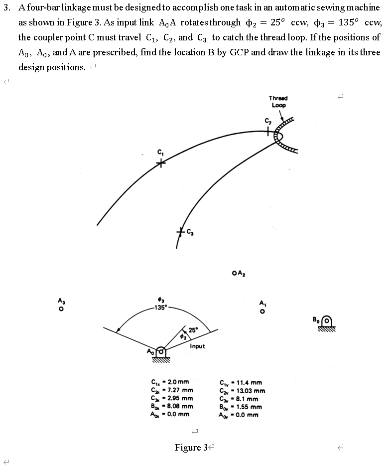 Solved 3. A four-bar linkage must be designed to accomplish | Chegg.com