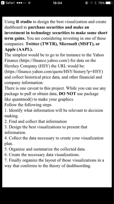 Solved Using R studio to design the best visualization and | Chegg.com