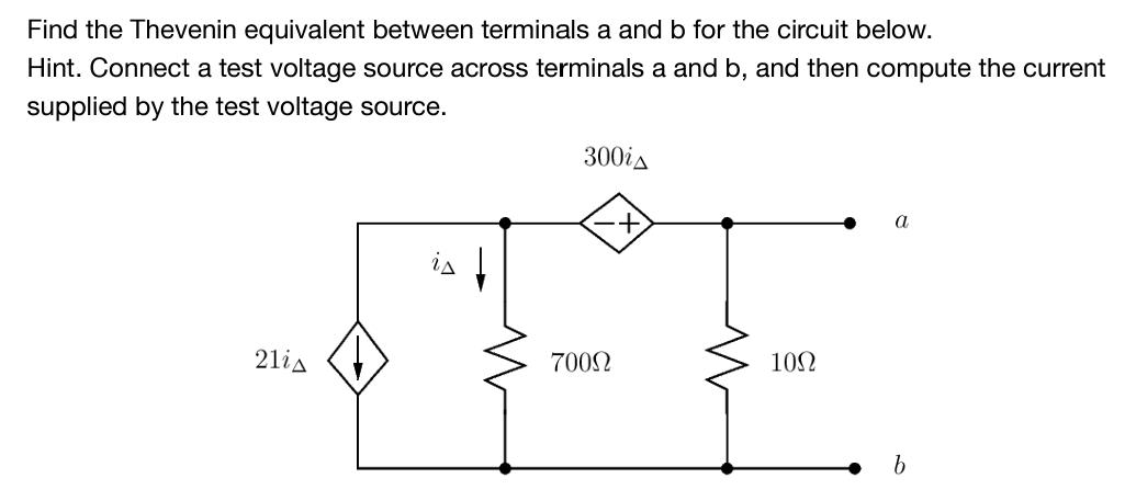 [Solved]: Find the Thevenin equivalent between terminals a