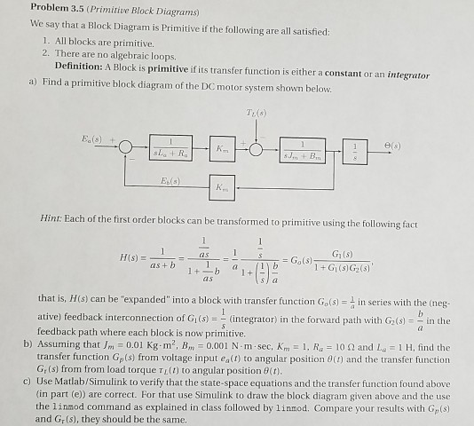 Solved Problem 3.5 (Primitive Block Diagrams) We say that a | Chegg.com