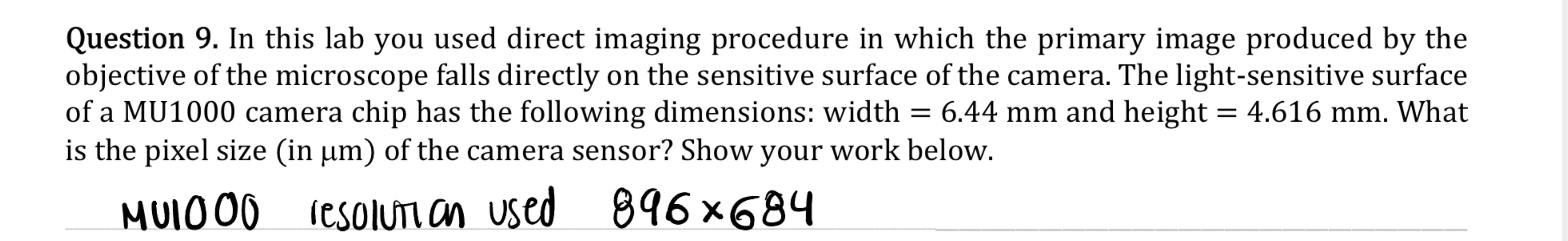 Solved Question 9. ﻿In this lab you used direct imaging | Chegg.com