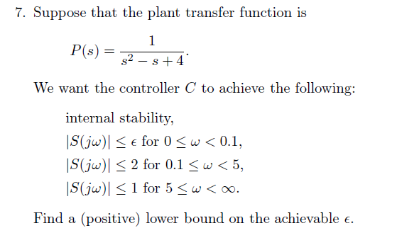 7. Suppose that the plant transfer function is 1 P(s) | Chegg.com