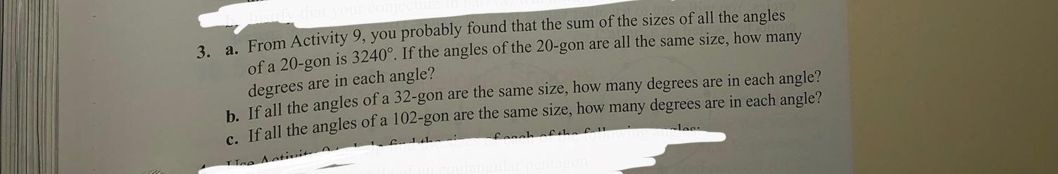 Solved 3. a. From Activity 9, you probably found that the | Chegg.com