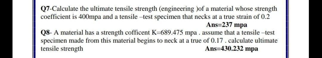 Solved Q7-Calculate the ultimate tensile strength | Chegg.com