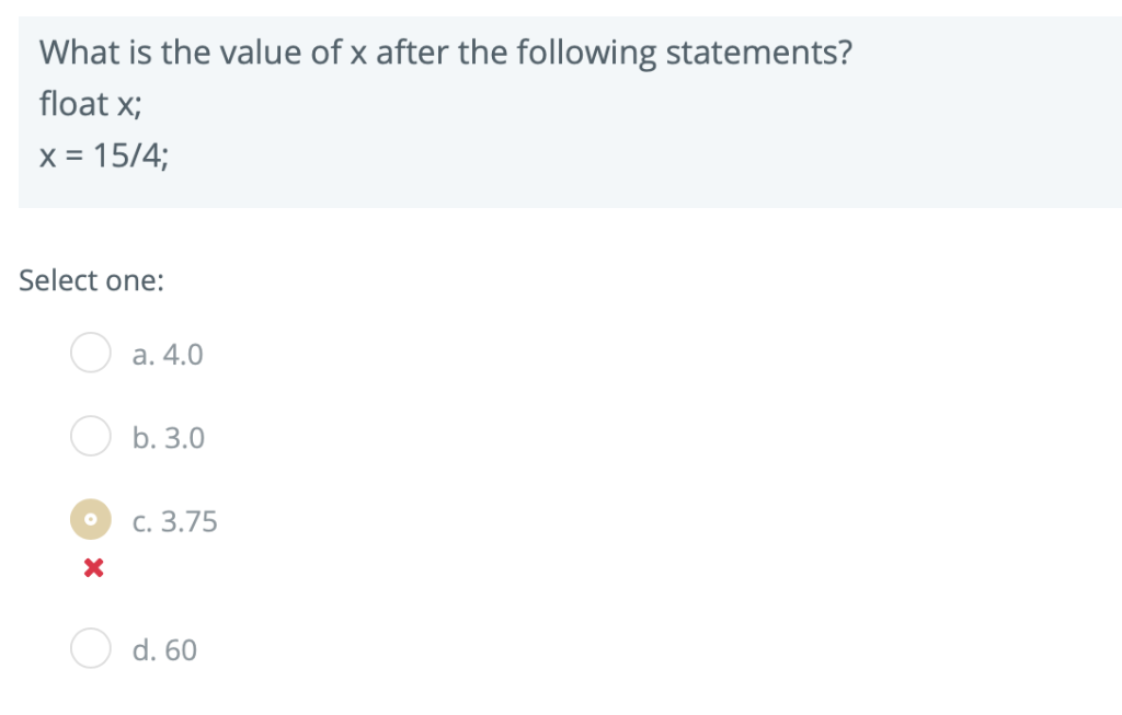 Solved What is the value of x after the following | Chegg.com