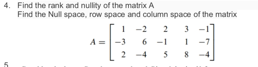 Solved Find the rank and nullity of the matrix A Find the | Chegg.com