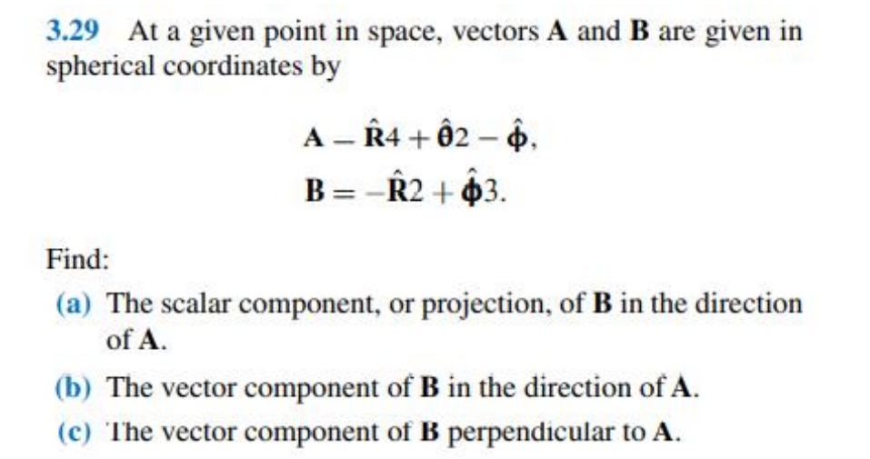 Solved 3.29 At a given point in space, vectors A and B are | Chegg.com