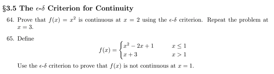 Solved §3.5 The ϵ−δ Criterion for Continuity 64. Prove that | Chegg.com