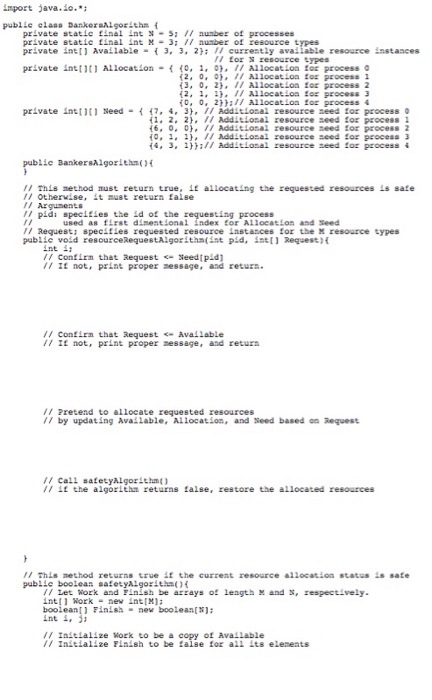 Solved CAIS-0339 Complete a Banker's Algorithm code that | Chegg.com