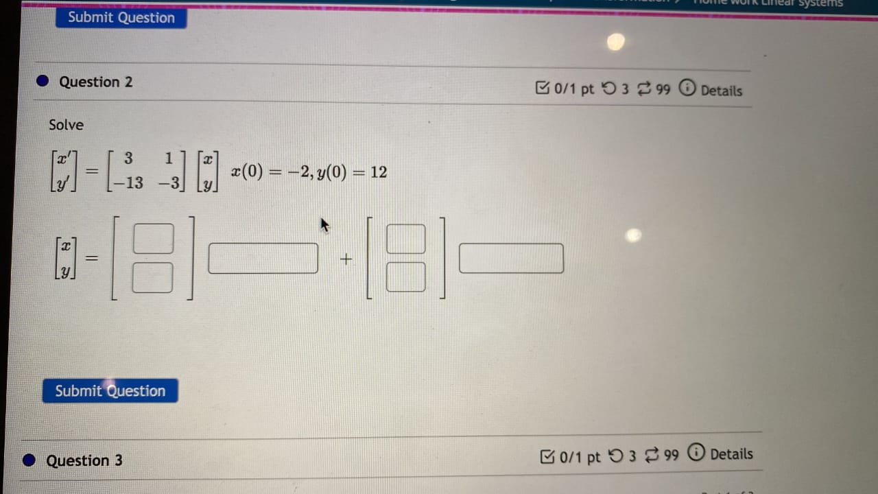 Solve X′y′ 3−131−3 Xy X0−2y012 Xy 