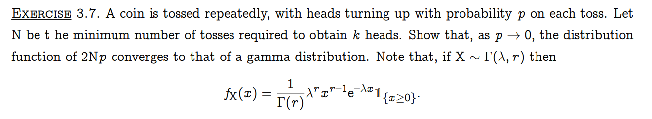 Solved EXERCISE 3.7. A coin is tossed repeatedly, with heads | Chegg.com