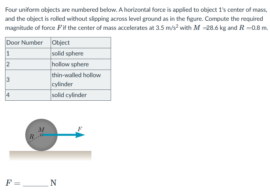 Solved Four Uniform Objects Are Numbered Below A Horizontal 4929