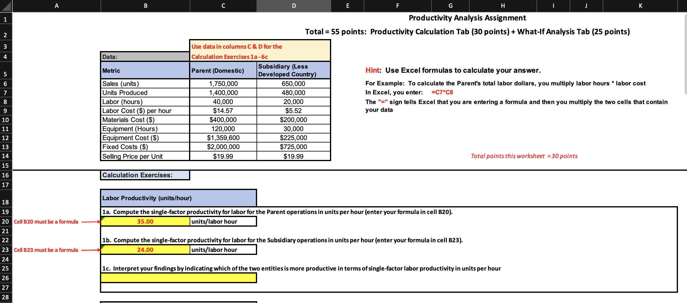 Solved Hint: Use Excel formulas to calculate your answer. | Chegg.com