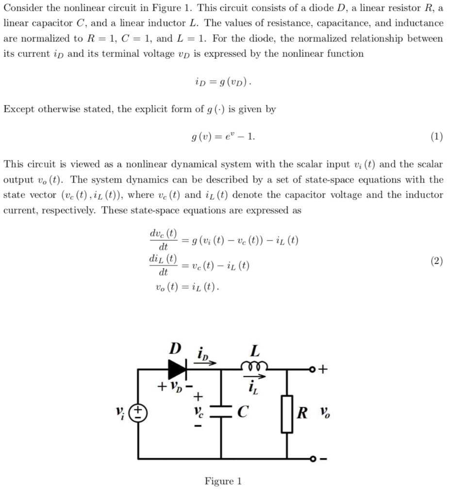 Consider the nonlinear circuit in Figure 1. This | Chegg.com