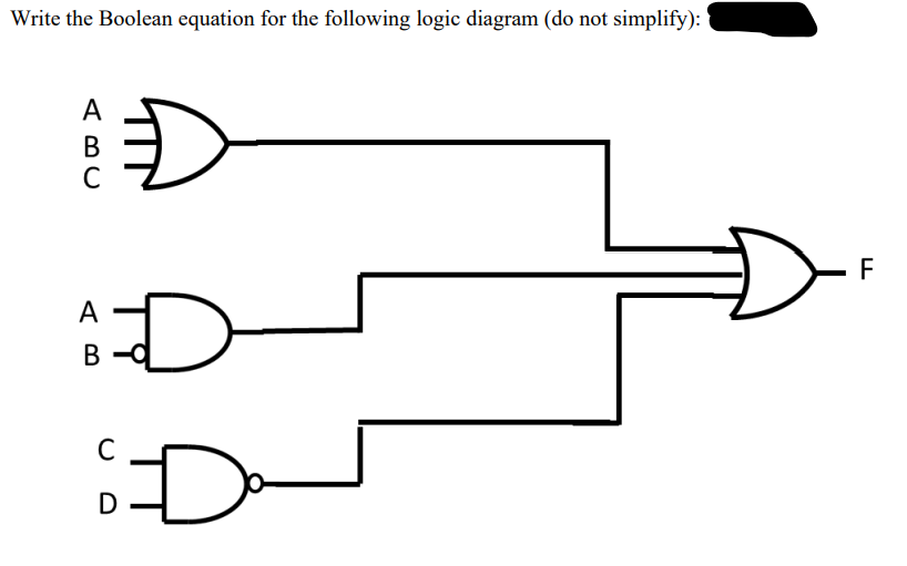 Solved Write the Boolean equation for the following logic | Chegg.com