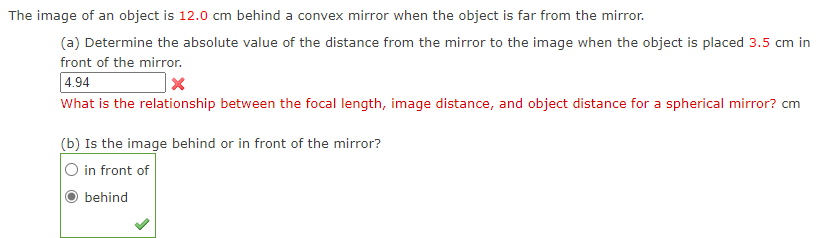Solved The image of an object is 12.0 ﻿cm behind a convex | Chegg.com