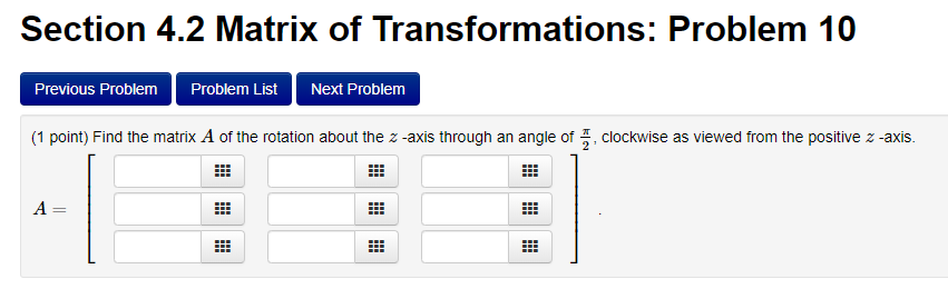 Solved Section 4.2 Matrix of Transformations: Problem 10 | Chegg.com