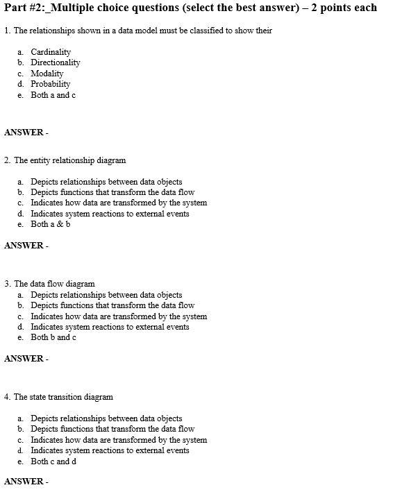 Solved Part #2: _Multiple choice questions (select the best | Chegg.com